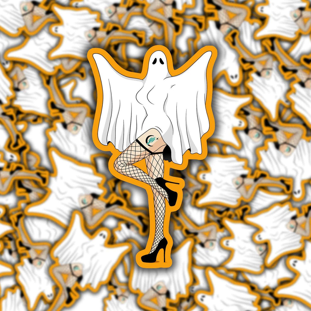 Spooky Pinup Ghost Babe Sticker | Ashley by the Desert Co.